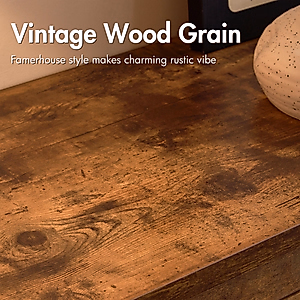 VanAcc 6 Drawers Dresser for Bedroom, Farmhouse Wood Chest of Drawers with Vintage Grain Texture, Drawer Double Dresser for Bedroom, Living Room, Hallway, Rustic Brown