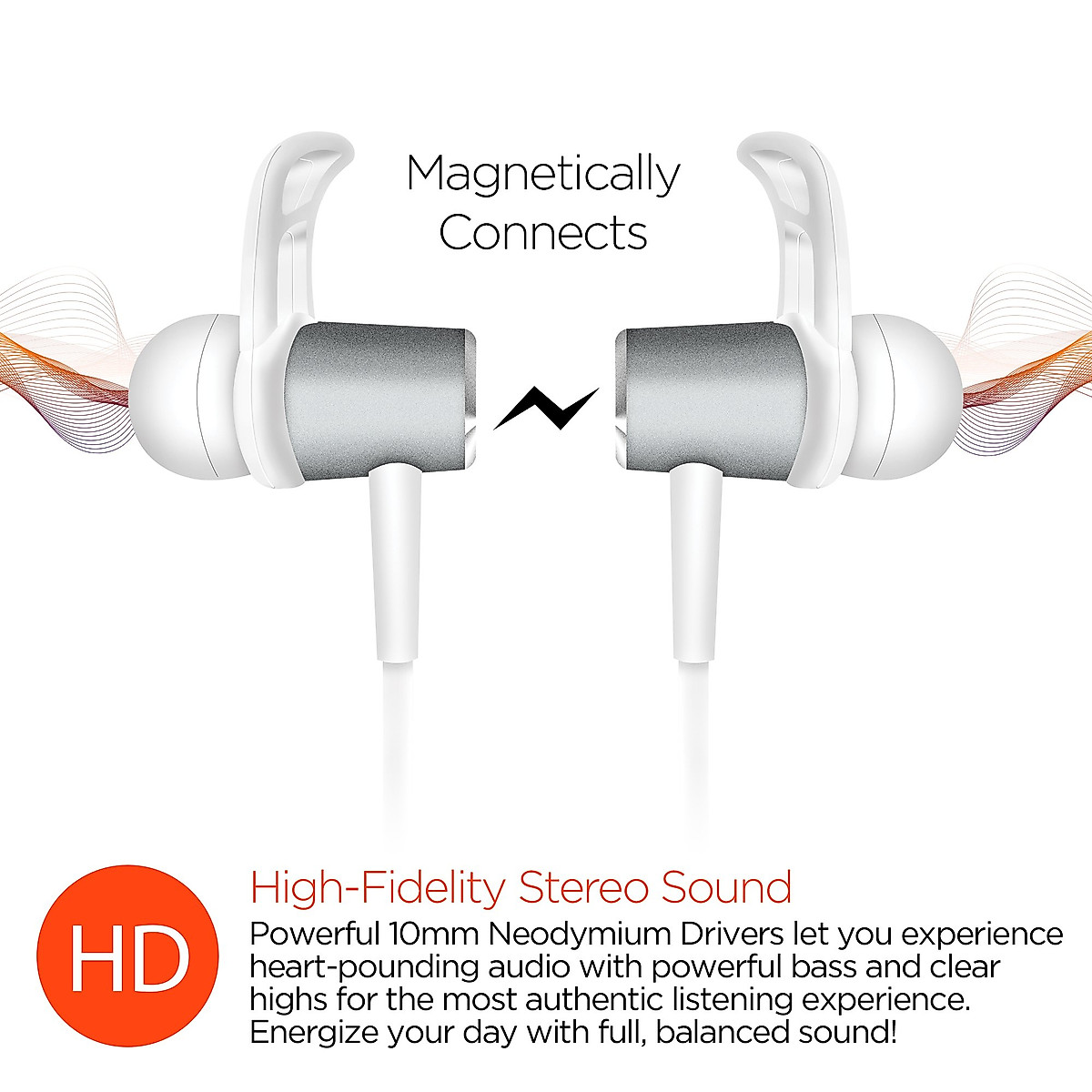 HyperGear MagBuds Wireless Stereo Sound Earphones. Sweatproof with Hands-free Microphone & Maximum Noise Isolation For Any Bluetooth Enabled Device