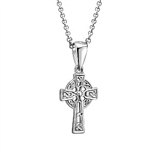Biddy Murphy 925 Sterling Silver Celtic Cross Necklace for Women, 20" Inch, 3/8" W x 7/8" Pendant, Fine Traditional Irish Jewelry Imported Direct from Ireland's Artisan Jewelers