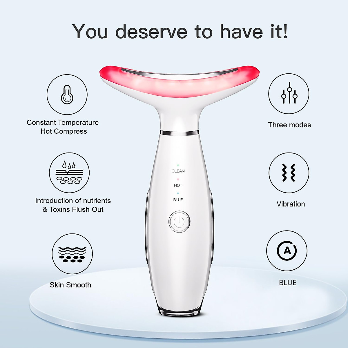 3-in-1 Beauty Massager for Face and Neck, Based on Triple Action LED, Thermal, and Vibration Technologies for Skin Care,Improve,Firm,Tightening and Smooth