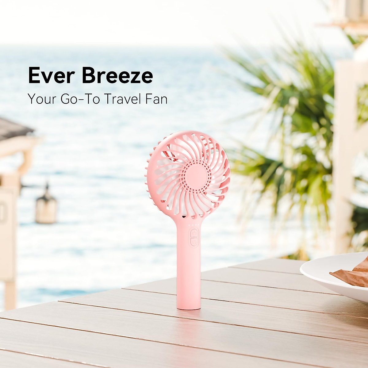 HonHey Handheld Fan Portable, Mini Hand Held Fan with USB Rechargeable Battery, 4 Speed Personal Desk Table Fan with Base, 3-10 Hours Operated Small Makeup Eyelash Fan for Women Girls Kids Outdoor