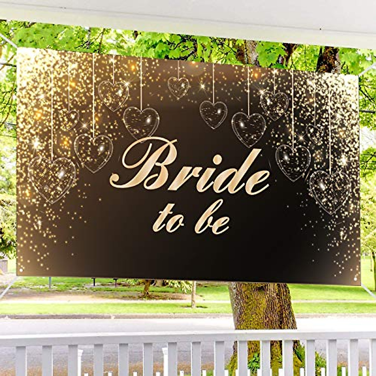 Belrew Durable Bride to Be Backdrop Banner, Bridal Shower, Engagement, Bachelorette Party Backdrop, Wedding Party Background Decoration - Gold 6ft x 3ft