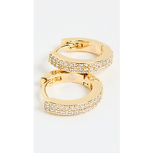 gorjana Women's Wilder Shimmer Bar Huggies, 18K Gold Plated, White Cubic Zirconia Hoop earrings w/Hinge Closure