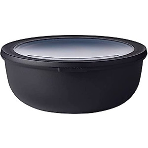Rosti Mepal RST62160BLK Cirqula Multi Food Storage and Serving Bowl with Lid, Low 2.3 Quart, Black