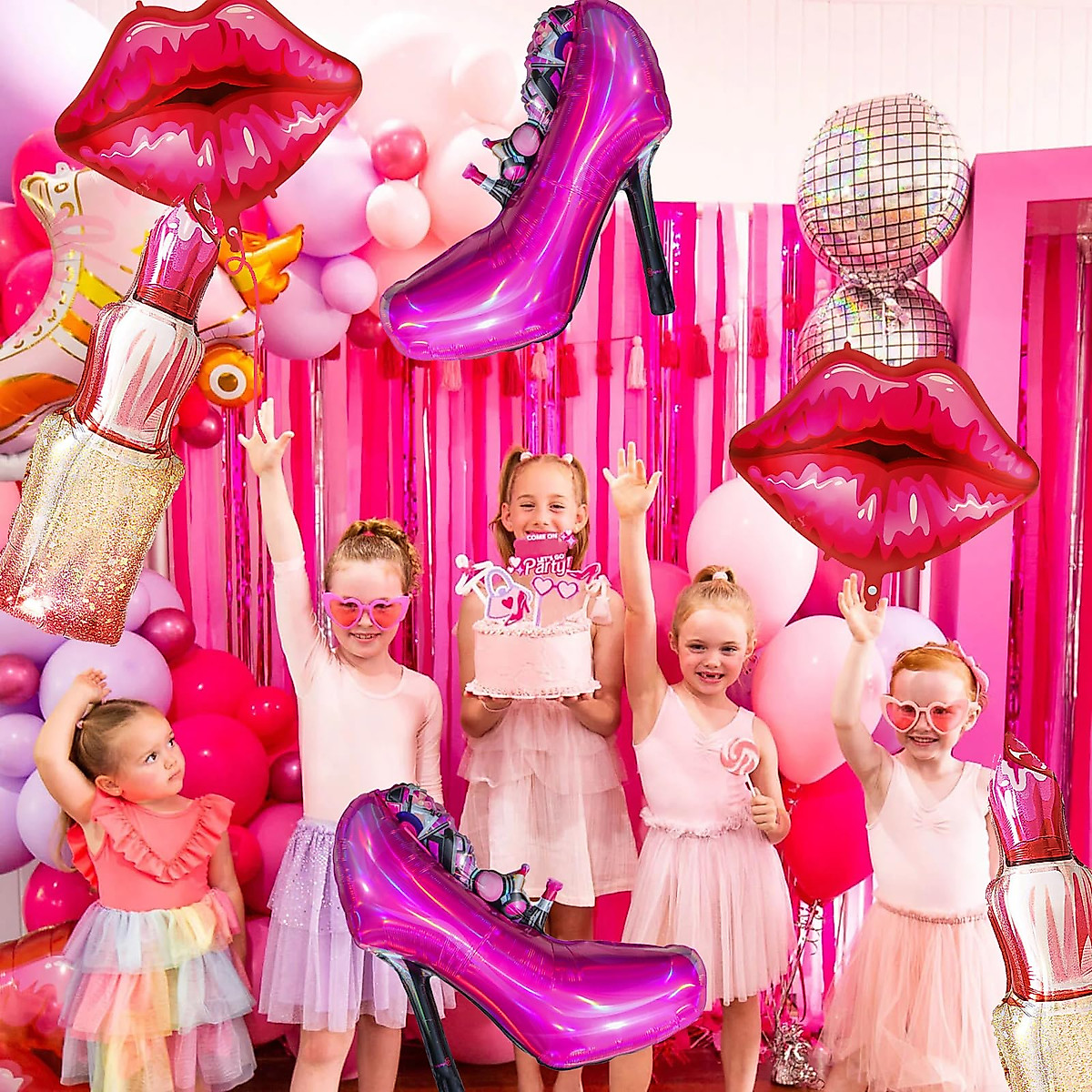 Lip balloon lipstick foil balloon Lady high heels balloon decoration,Valentine's Day, wedding, bridal shower, spa party, bachelor party balloon decoration，Spa Party Supplies for Girls