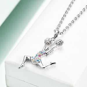 Dixbix Girls Gymnastics Cheerleader Necklaces Gifts,Graduation Necklace Gift Jewelry for Teacher (Colorful Cheerleader)