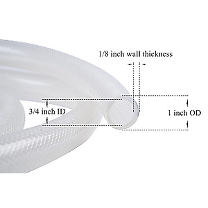 3/4" ID x 1" OD - 10 Ft High Pressure Braided Clear PVC Vinyl Tubing Flexible Vinyl Tube, Heavy Duty Reinforced Vinyl Hose Tubing, BPA Free and Non Toxic
