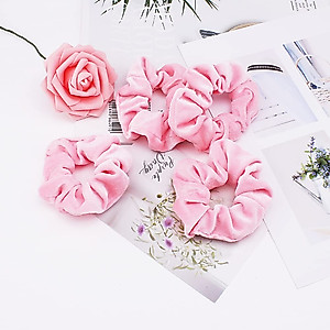 Didder 20 Pcs Pink Velvet Scrunchies, Soft Hair Ties for Women Girls Elastic Bobbles Ropes Scrunchie, Cute Hair Accessories for Daily Use