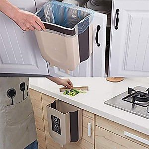 2pcs Hanging Trash Can for Kitchen Cabinet Door, Foldable Waste Bins Hanging Trash Holder for Bathroom Bedroom Office Car Portable Home Outdoor Garbage Can