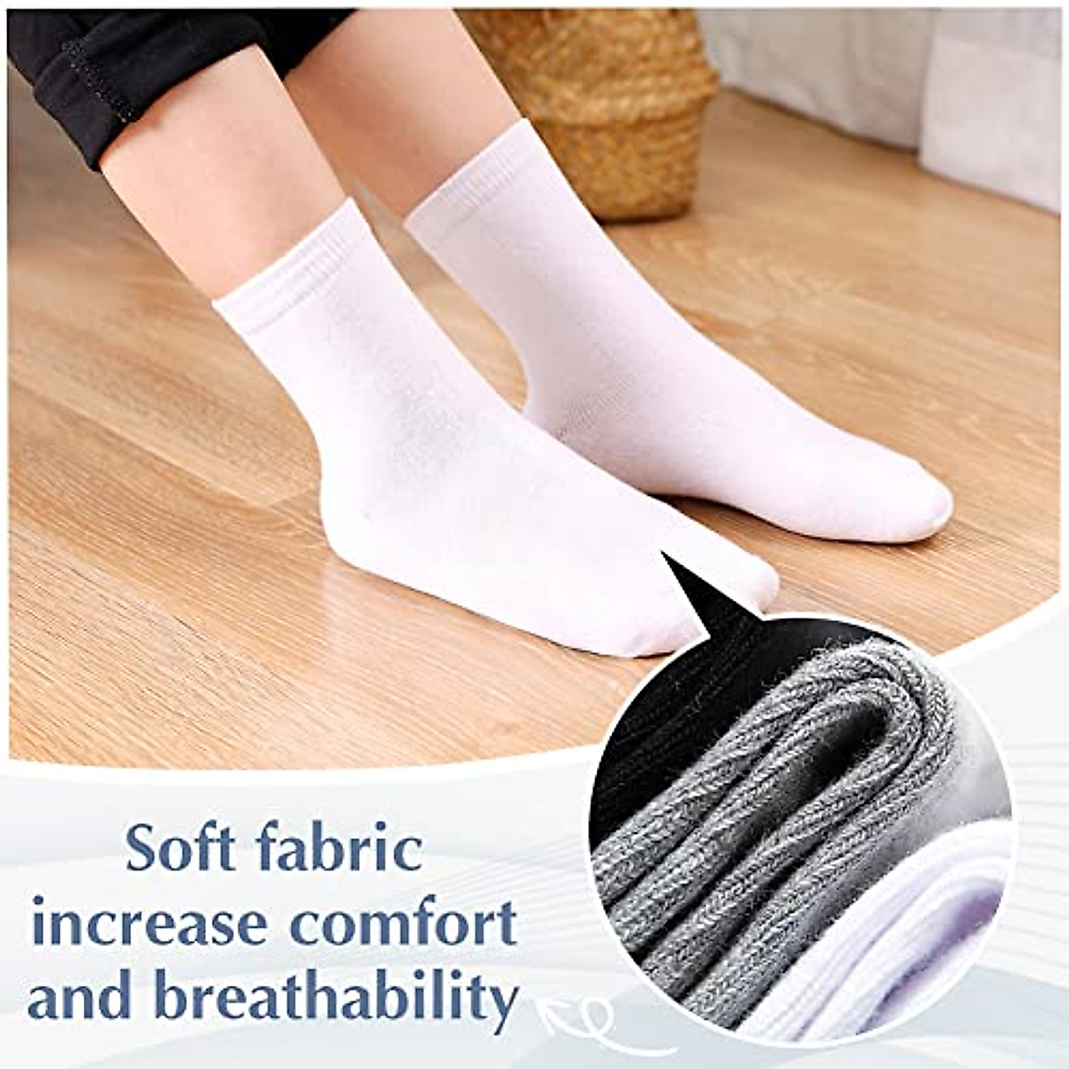 Kids Girls Boys Classics Athletic Cotton Soft Breathable School Uniform Seamless Crew Socks (10 Pairs White, 9-12 Years)