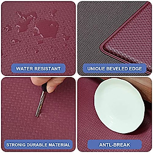 Abilliongo Kitchen Floor Mats Kitchen Rug Set 2 Piece, Soft Cushioned Anti Fatigue Kitchen Mats, 2/5Inch Thick Waterproof Non Slip Memory Foam Standing Rug Set of 17.3" x29+17.3"x47", Red