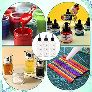 BENECREAT 10PCS 100ml/3.38 oz Transparent Plastic Squeeze Bottles with Scale and Black Twist Cap Graduated Squeeze Dispensing Bottles for Ink Liquid, Oils, Gels, Glue