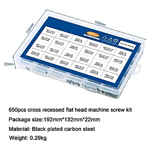 TONGCHAO Tchaosc 650pcs Countersunk Flat Head Cross Mini Screw Set M2 M2.5 M3 Carbon Steel Computer Notebook Laptop Screws Kit for Hp for Lenovo