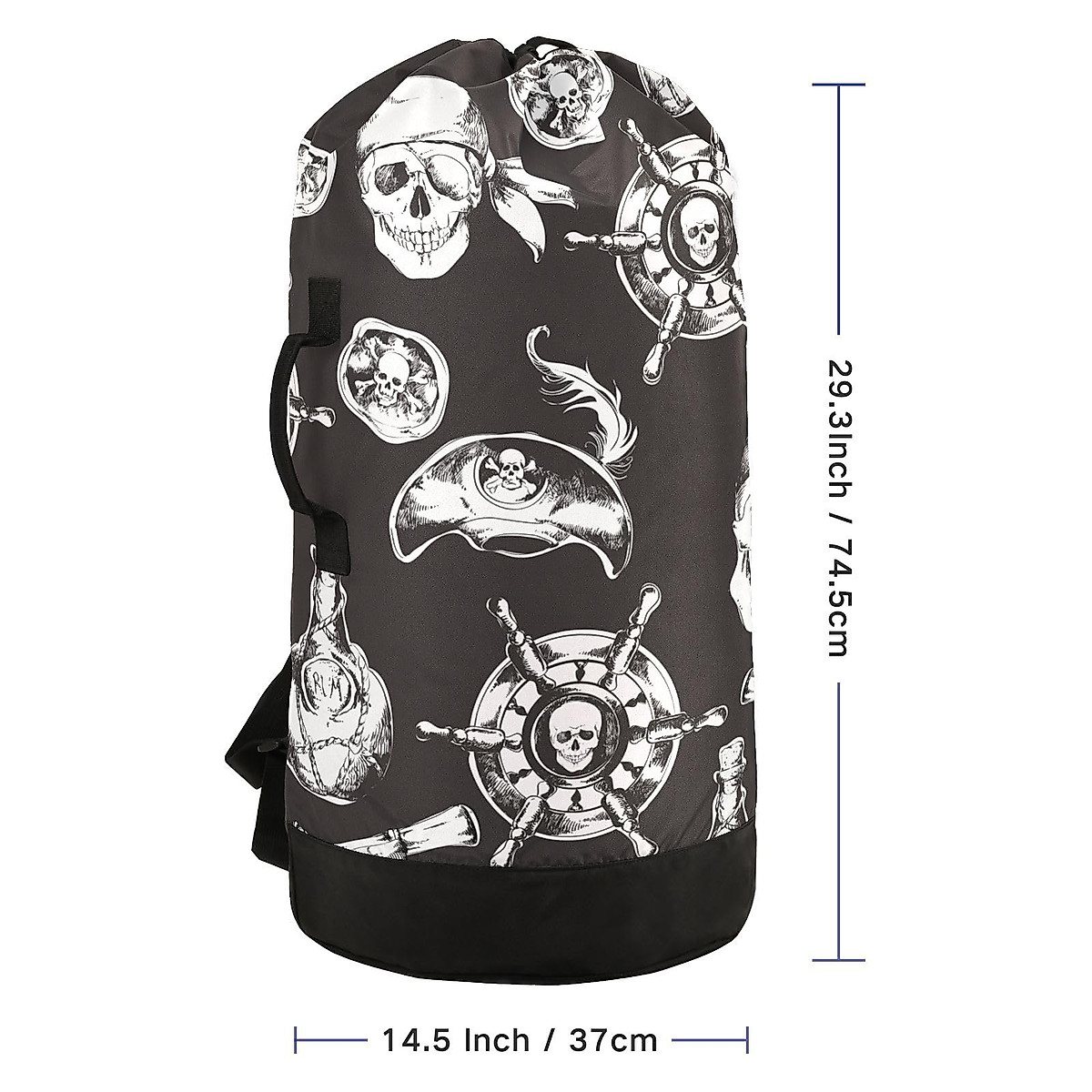 innewgogo Pirate Skull Nylon Travel Laundry Bag for Luggage Dirty Clothes Organizer with Drawstring Closure & Shoulder Straps Dirty Clothes Shoulder Bag for Apartment College Dorm Factories