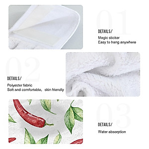 Kcldeci Hand Towels for Kitchen Red Hot Chili Pepper Hanging Tie Towels and Dishcloths Sets with Loop 2 Piece Sets