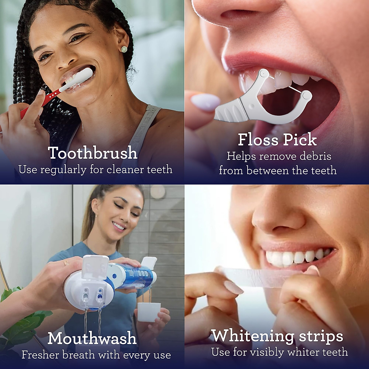 GuruNanda Teeth Whitening Razzle Dazzle Kit - Includes 14 Whitening Strips, 4 Pk Whitening Toothbrush, 150 ct Floss Picks & 1 Dual Barrel Mouthwash - Enamel Safe Dental Kit for Sensitive Teeth & Gums