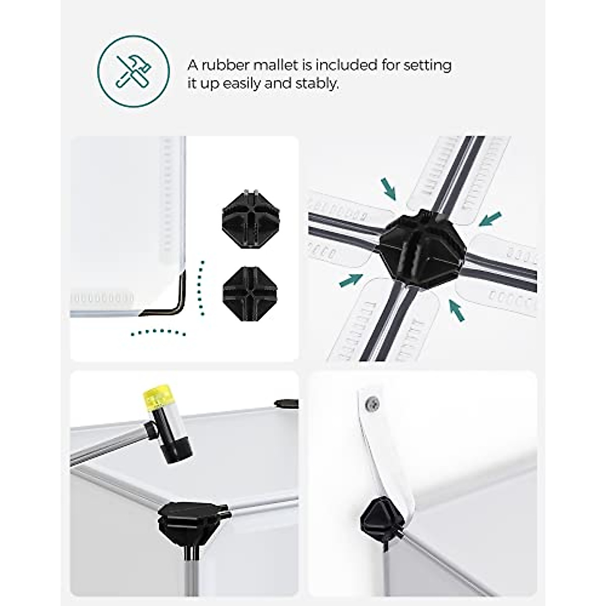 SONGMICS Cube Storage Organizer, Set of 16 Plastic Cubes, Book Shelf, Closet Organizers and Storage, Room Organization, Shelving for Bedroom Living Room, 12.2 x 48.4 x 48.4 Inches, White ULPC44L