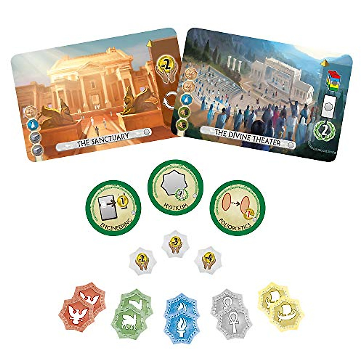 7 Wonders Duel Pantheon Board Game EXPANSION | 2 Player Game | Strategy Board Game | Civilization Board Game for Game Night | Board Game for Couples | Ages 10+ | Made by Repos Production