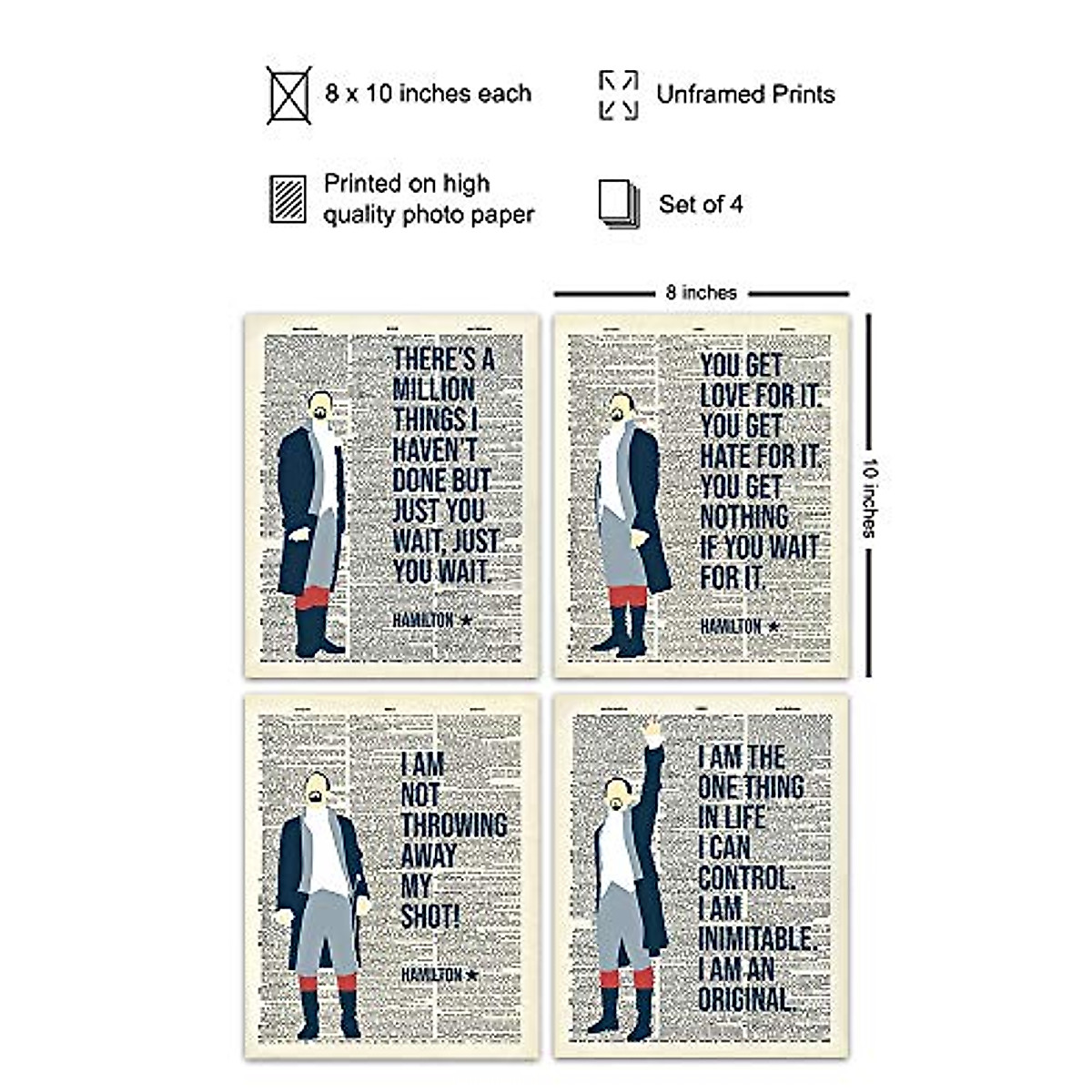 Lin-Manuel Miranda Merch - Alexander Hamilton Musical Merchandise - Motivational Wall Art - Patriotic Gifts - Inspirational Quotes Wall Decor - Office Wall Decor Posters - Broadway Gifts
