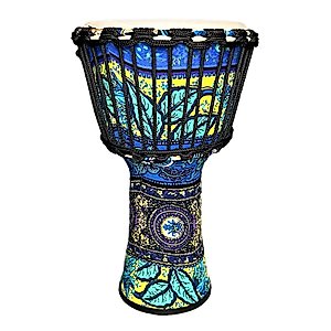 RUOSWTE 8.5 "Djembe Drum, Bongo Drum, Percussion Music, Sheepskin Drum Face, Professional Tuning, Hand Drum（Maple Blue）