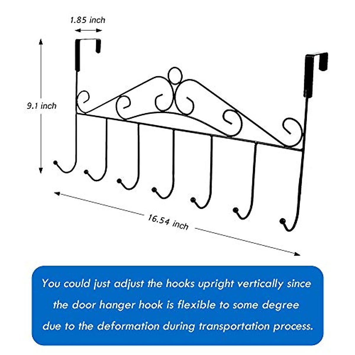 Over The Door Hooks,Over The Door Hanger for Hanging,Over Door Towel Rack Coat Rack Hanger Hooks for Clothing,Anti-Rust Overdoor Organizer Rack with 7 Hooks for Bathroom Bedroom Hat Purse Robe