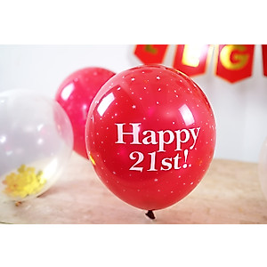 FINALLY LEGAL Red & Gold Party Pack - 21st Birthday Banner, Balloon and Swirls Pack- Birthday Decorations - 21st Birthday Party Supplies, Favors and Gifts