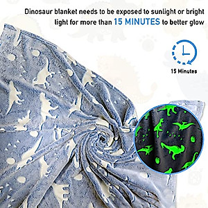 TEHALK Dinosaur Blanket for Boys Girls Glow in The Dark Blankets for Boys Soft Fleece Blankets for Kids Personalized Baby Blanket for Boys Cute Toddler Blankets for Boys Unique Dinosaur Gifts 40"x60"