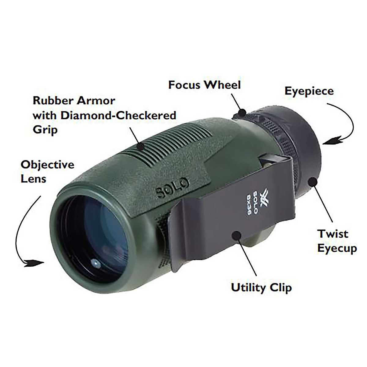 Vortex Optics Solo Monocular 10x36 - Utility Clip, Adjustable Eyecup, Fully Multi-Coated Lenses, Rubber Armor, Non-Slip Grip, Fogproof, Waterproof - Unlimited, Unconditional Warranty