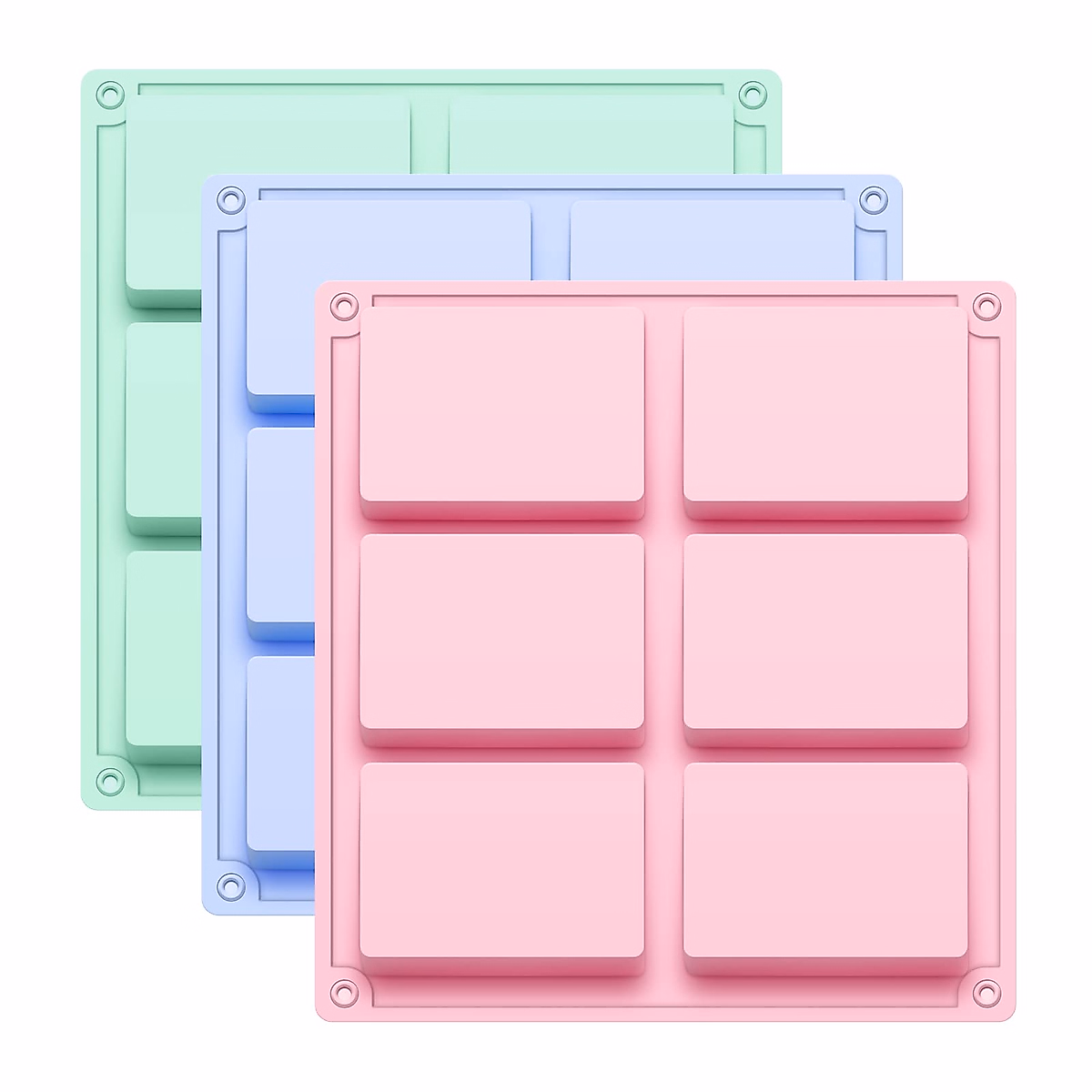 La chat Silicone Soap Molds, DIY Handmade Craft Soap bar Molds for Soaps Making, Cake Baking Mold, Biscuit Chocolate Mold, Ice Cube Tray 3 Packs