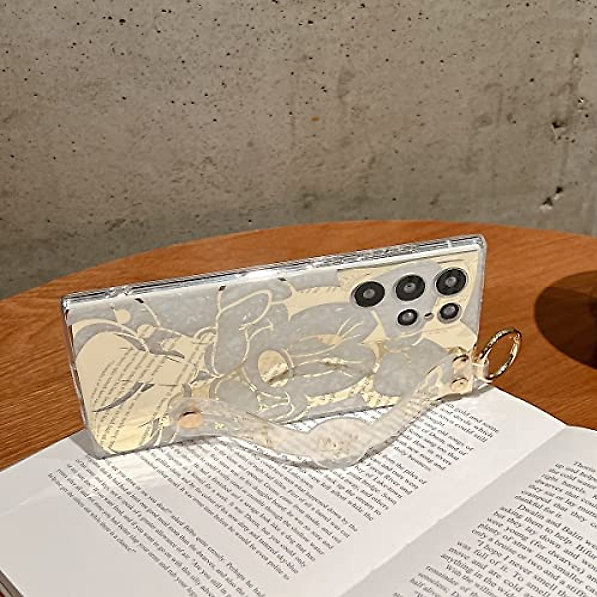 Meishangmei for Samsung Galaxy S22 Ultra Case 6.8" Sparkle Bling with Strap Stand Cute Pattern IMD Plating Design Silicone Shockproof Protective Glitter Cases Cover for Girls and Women - Minnie