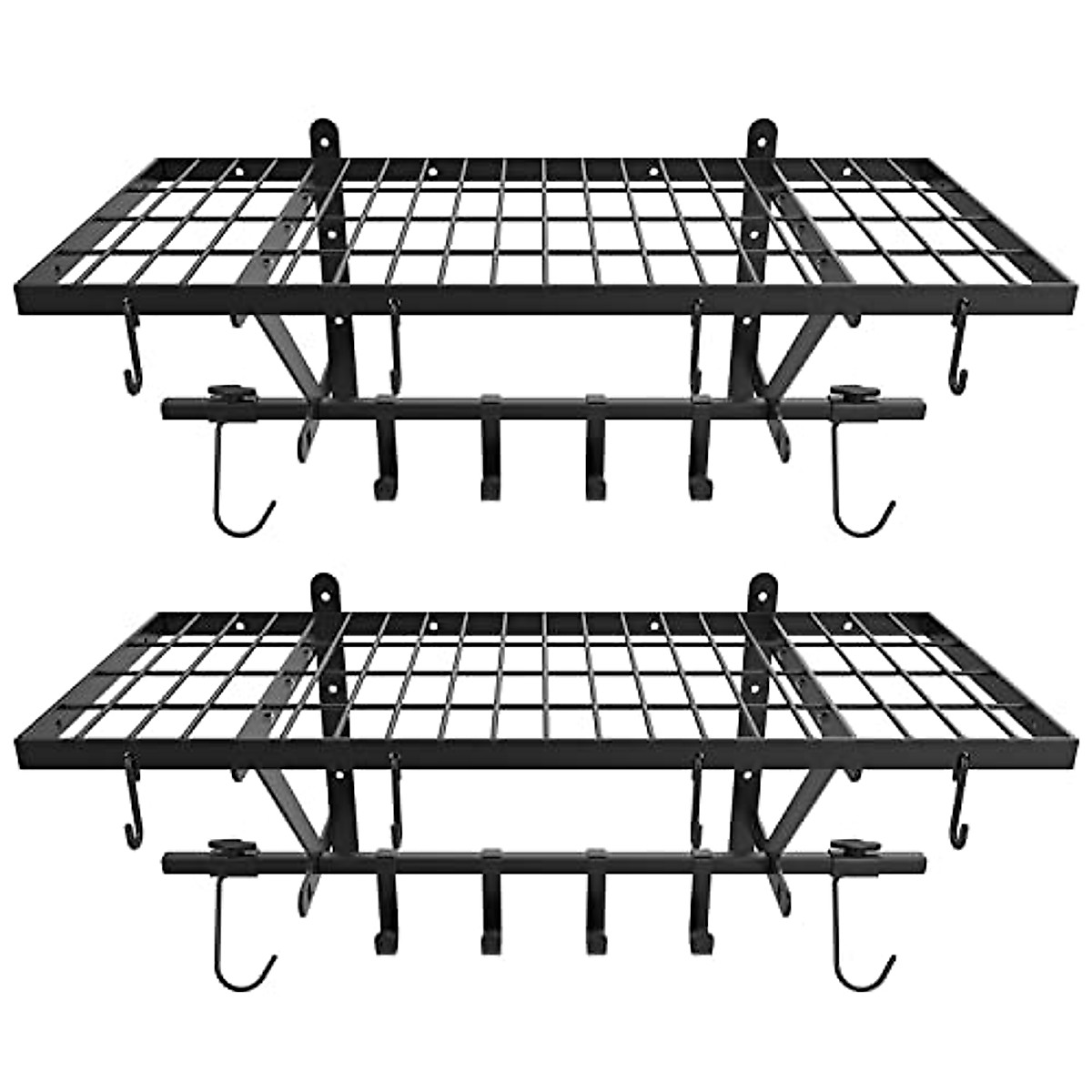 tonchean Garage Shelving Wall Mounted 2 Pack with Bike Hooks Garage Wall Shelves 14”x32“ Garage Floating Shelves Garage Storage Shelves Heavy Duty Wall Mount, 500lb Weight Capacity