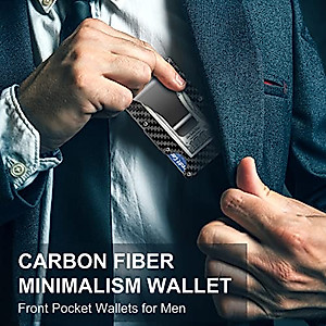 REGC Slim Wallet for Men, Metal Money Clip Wallet, RFID Blocking Minimalist Wallet, Pocket Cash Credit Card Holder for Men (Old Elastic, Carbon Fiber)