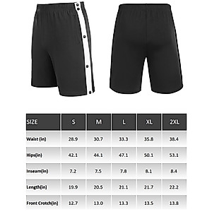Wataxii Post Surgery Tear Away Shorts for Men Hip Replacement Recovery Snap Breakaway Shorts Comfy Adaptive Clothing Black