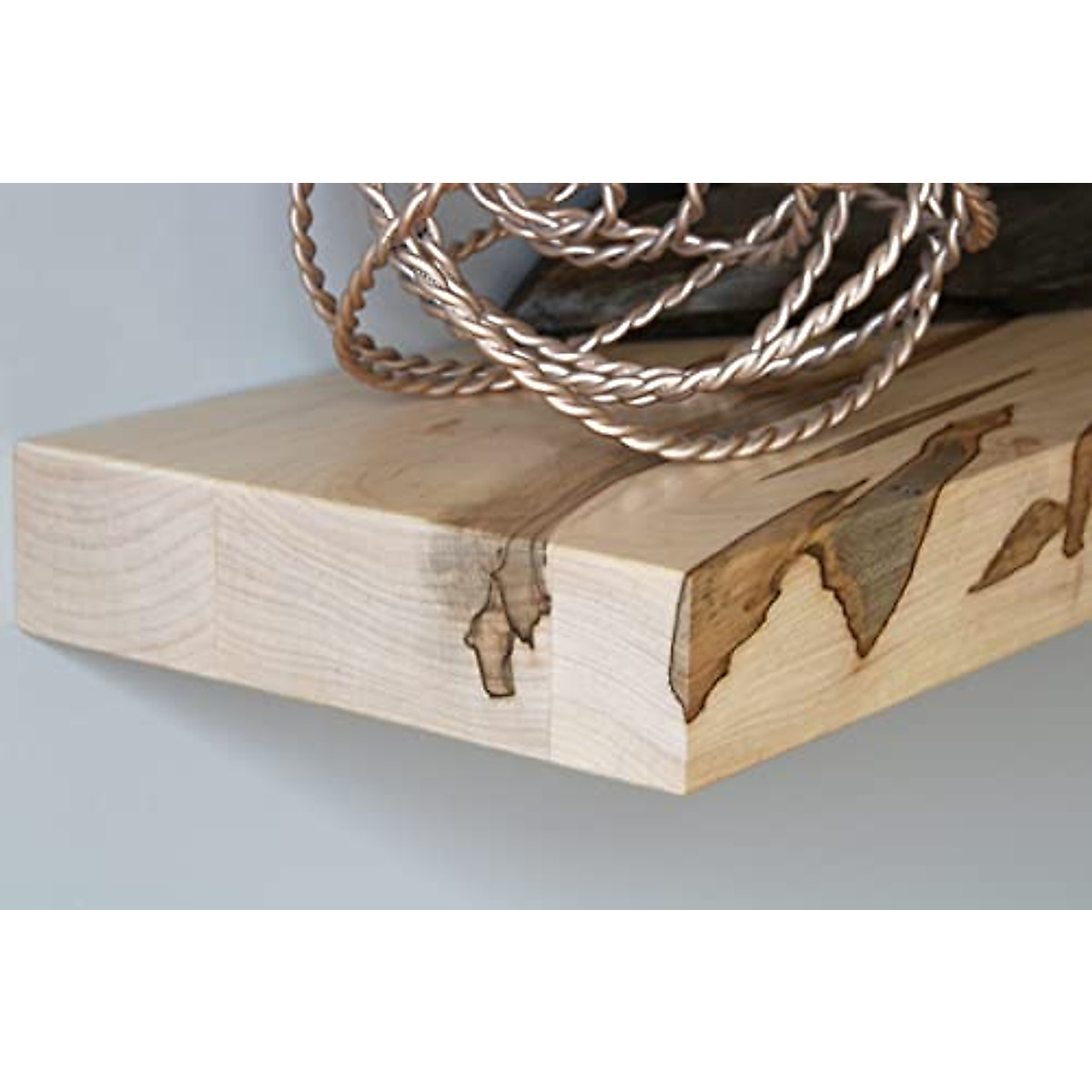 Urban Legacy Modern Hardwood Floating Accent Shelves | Set of 2 | Wormy Maple | Furniture Grade Clear Coat | Amish Handcrafted, Lancaster, PA (48" x 7" x 2")