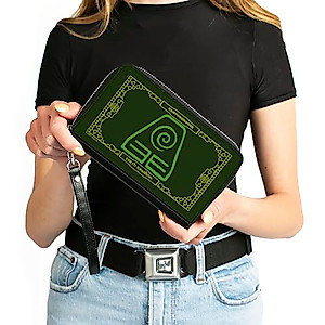 Buckle-Down Nickelodeon Wallet, Zip Around, Avatar the Last Airbender Earthbending Earth Kingdom Greens, Vegan Leather