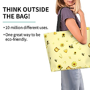 Gelxicu Cute Bee Shoulder Tote Bags Bee Casual Bag Cute Shoulder Handbags Shopping Handbag Grocery Bags