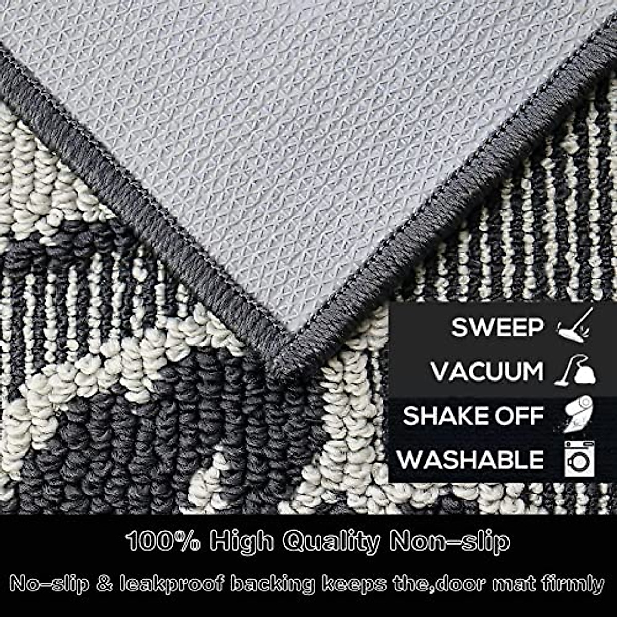 Kitchen Rugs And Mats Non Skid Washable, 2 Piece Set 20"X32"+20"X47", Soft Anti And Stain Resistance Absorbent Runner Rugs For Front Of Sink, Kitchen Mats For Floor, Black And White Kitchen Rugs