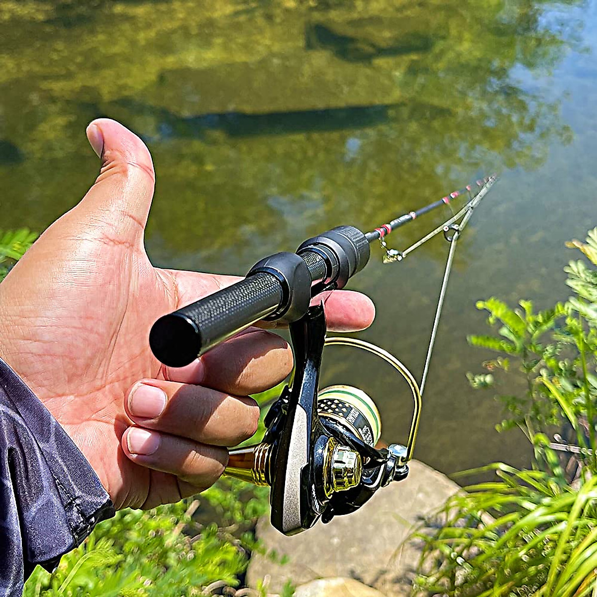 Rosewood DarkLight Short Carbon Handle Ultra Light Spinning Fishing Rod UL Casting Rod Ultralight Portable Rods for Streamer Fishing (1.55m Casting Rod)