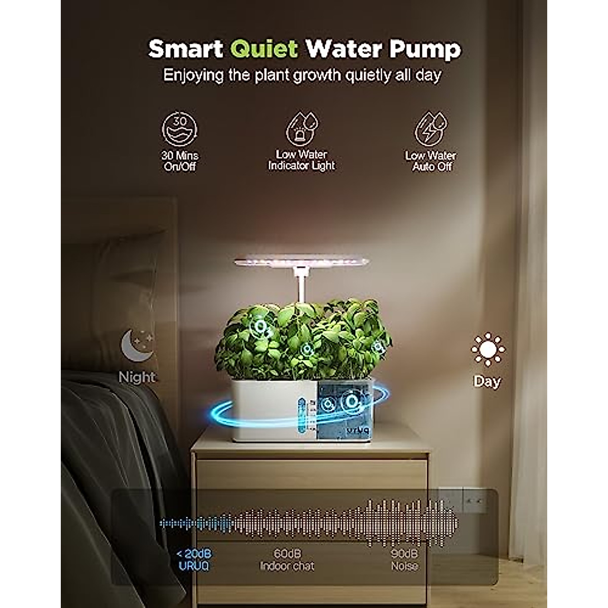 Hydroponics Growing System Indoor Garden: 8 Pods Herb Garden Kit Indoor with LED Grow Light Quiet Smart Water Pump Automatic Timer Healthy Fresh Herbs Vegetables - Hydroponic Planter for Home Kitchen
