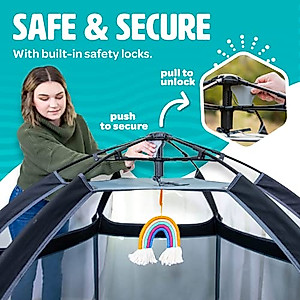 POP 'N GO Premium Indoor and Outdoor Baby Playpen - Portable, Lightweight, Pop Up Pack and Play Toddler Play Yard w/ Canopy and Travel Bag - Black