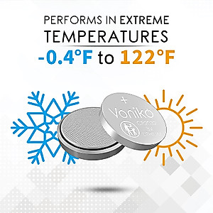 Voniko 3 Volt CR2032 Battery 6 Pack – Lithium Batteries – 2032 Button Battery Flat – 7 Years Shelf Life