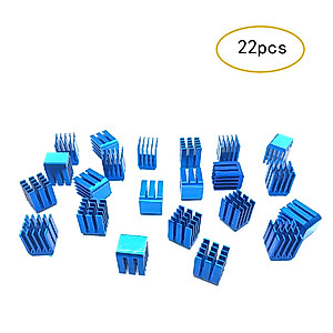 3D Printer Heatsink Kit + Thermal Conductive Adhesive Tape, Cooler Heat Sink Cooling TMC2130 TMC2100 A4988 DRV8825 TMC2208 Stepper Motor Driver Module (22pcs)