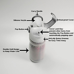 efiLneerG Boys Sports Water Bottle for School Kids Keep Cold Insulated Waterbottle 16 oz BPA Free Leak Proof Cool Cute Plastic Rugby Football Water Bottles with Straw Lid and Handle