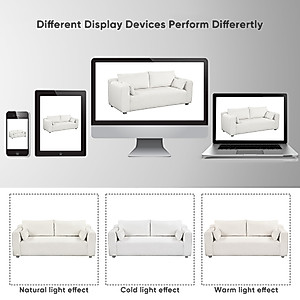 Favfurish 82" Modern Loop Yarn Fabric Sofa,Minimalist 2-3 Seat Couch with Extra Wide Domed Arms,One-Piece Seat Frame,Easy to Install,Loveseats for Living Room, Bedroom, Apartment,Office,White