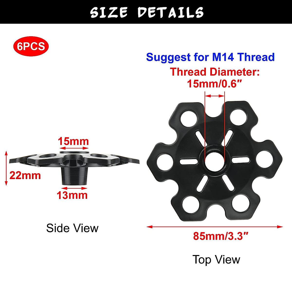 Cosmos 6 Pcs Trekking Pole Replacement Tips Walking Stick Tips Ski Poles Basket Snowflake Basket Mud Ski Basket Powder Baskets Rubber Feet Replacement Accessory for Hiking, Climbing, Camping, Ski