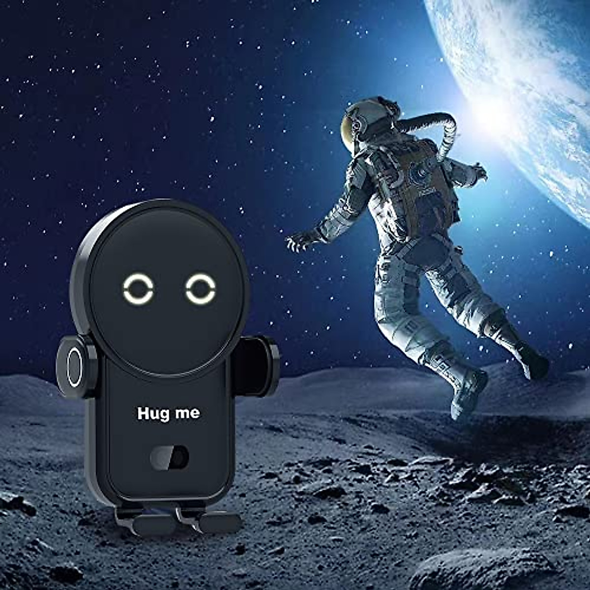 Wireless Car Charger, BENBOAR 15W Fast Charging Kharly Car Phone Holder, [Hug me] Astronaut Smart Sensor Auto-Clamping Phone Mount Car Air Vent Stand for iPhone Samsung Google LG etc Smartphones,Black
