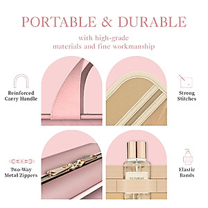 HOTOR Travel Toiletry Bag for Women with Hanging Hook - Portable Cosmetic Case, Toiletry Bag for Traveling Women, Waterproof Travel Essentials, Pink