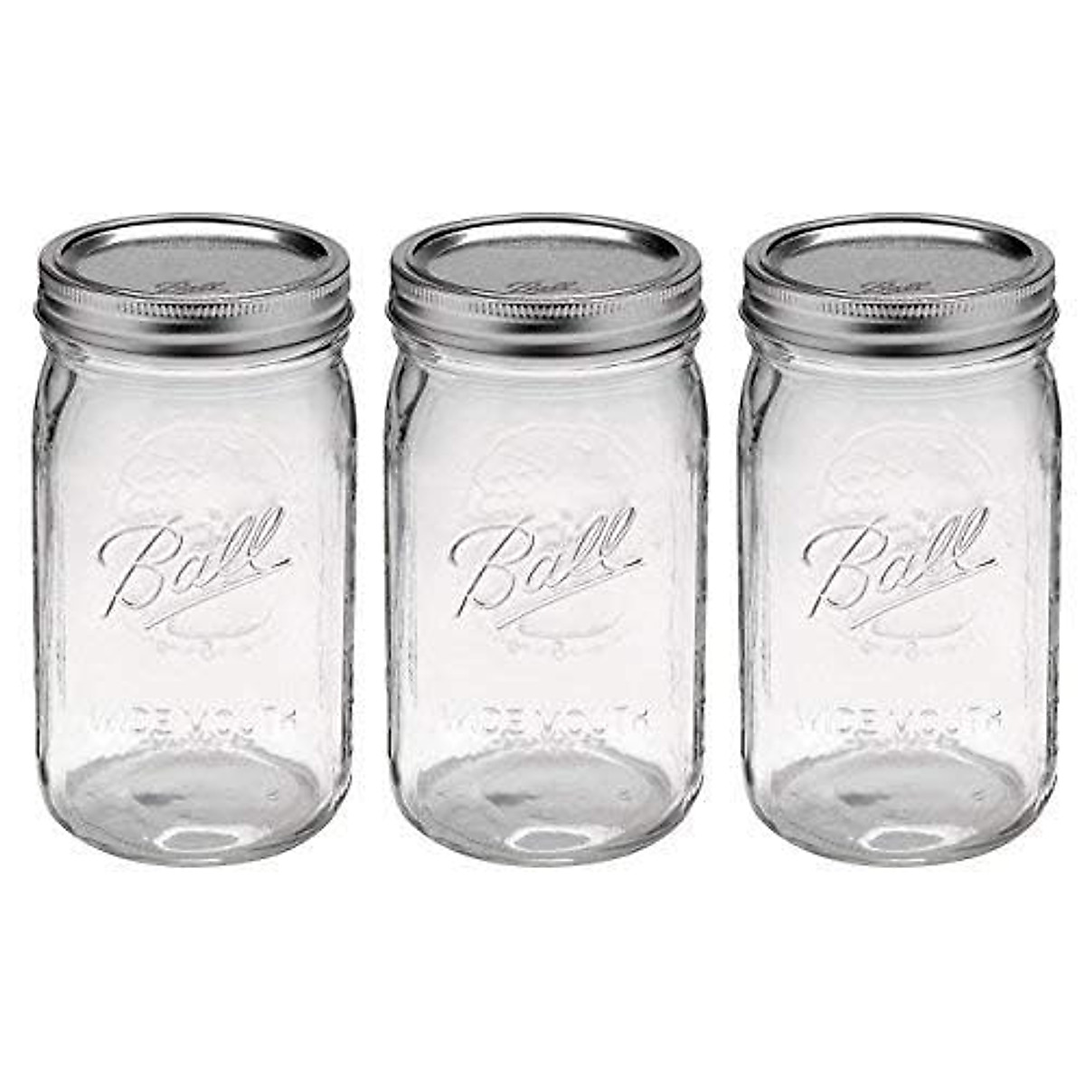 Ball Quart Jar with Silver Lid, Wide Mouth, Set of 3