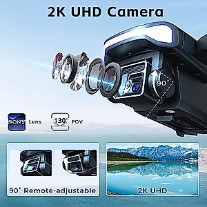 Durable Brushless Motor Drone with 84 Mins Super Long Flight Time, Drone with Camera for Beginners, CHUBORY A77 WiFi FPV Quadcopter with 2K HD Camera, Follow Me, Auto Hover, 3 Batteries, Carrying Case