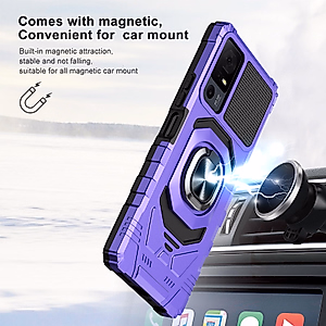 Ailiber for TCL 40 XL/TCL 40 T(T608DL)/Lively Jitterbug Smart 4 Case with Screen Protector, Ring Kickstand for Magnetic Car Mount, Military Grade Shockproof Protective Phone Cover for TCL 40T-Purple